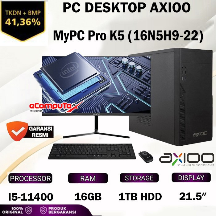Jual AXIOO PC DESKTOP MYPC PRO K5 (16N5H9-22) i5-11400 RAM 16GB / 512GB + 1TB 21.5″ INCH FHD WIN ...