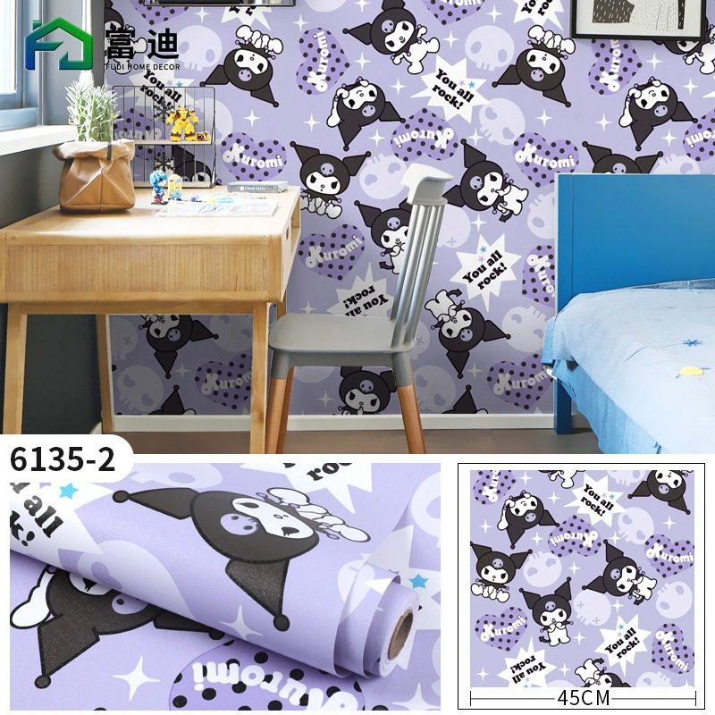 Jual Wallpaper Dinding Kuromi Sanrio 8m s/d 9m x 45cm | Shopee Indonesia