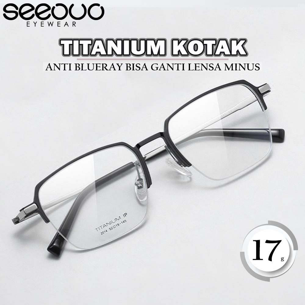 Jual Seeouo Kacamata Antiradiasi Blueray Model Kotak Halfrim Stylish Light Frame Titanium Ringan ...