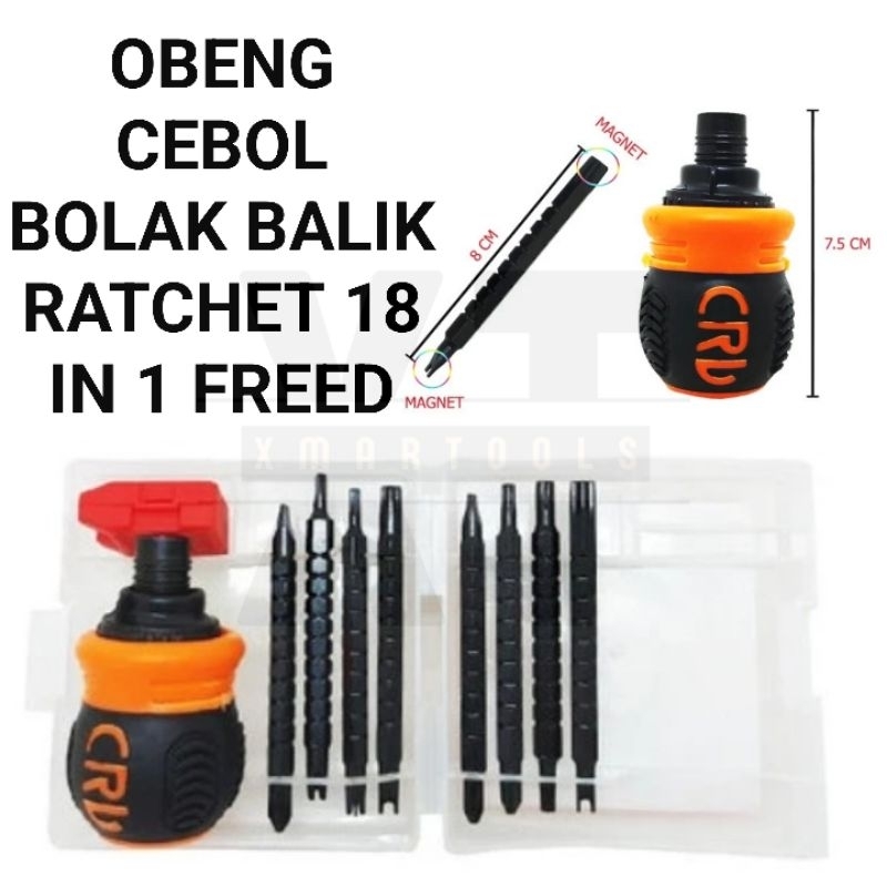 Jual Obeng Cebol Bolak Balik Ratchet 18 in 1 Freed | Shopee Indonesia