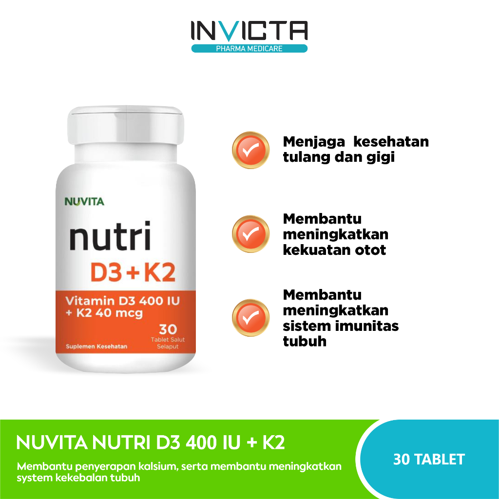 Jual Nuvita Nutri D3 400 IU + K2 -Isi 30 Tablet | Shopee Indonesia