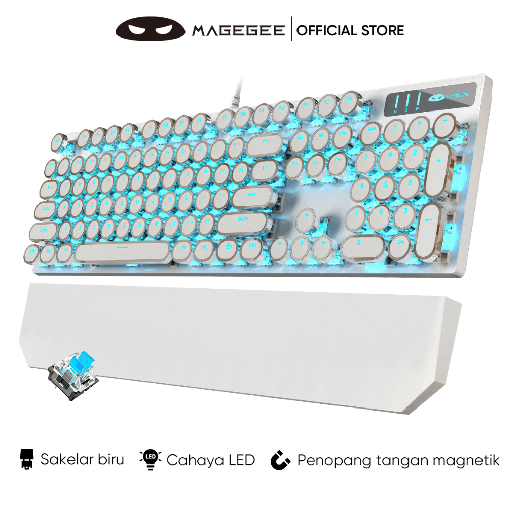 Jual MAGEGEE Mechanical Keyboard Gaming Wired 100% Layout LED Light ...