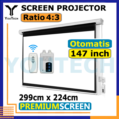 Jual Layar Proyektor 147 inch Rasio 4:3 Motorized - Screen Projector ...
