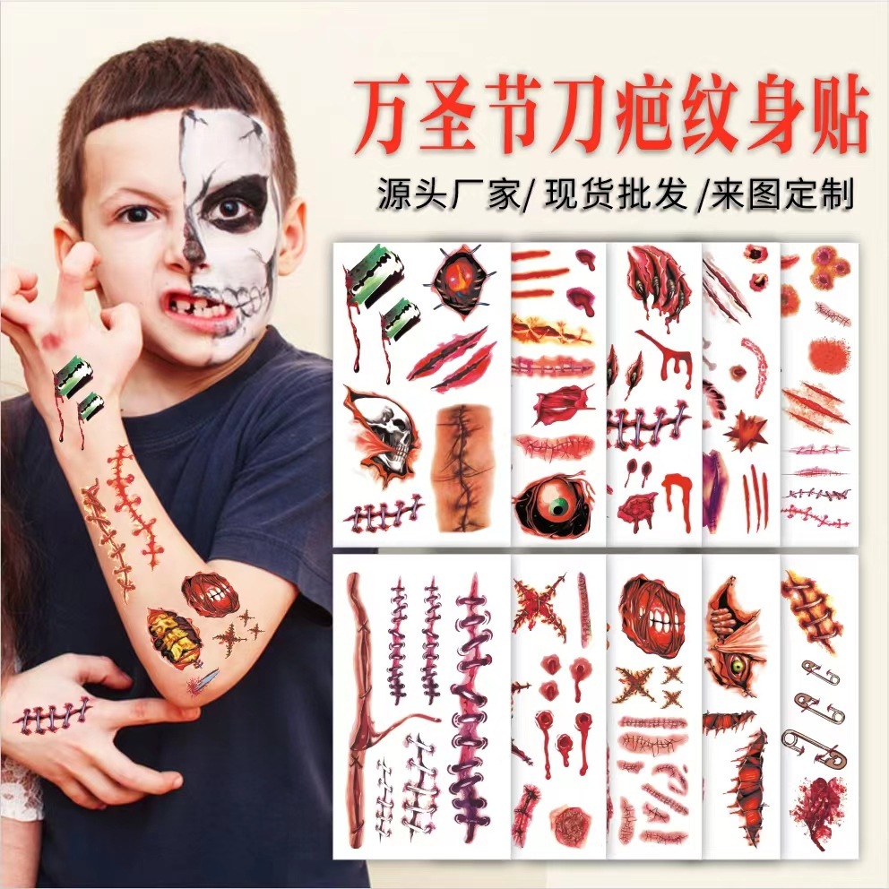 Jual stiker tato halloween horror anak sementara anak instan untuk ...