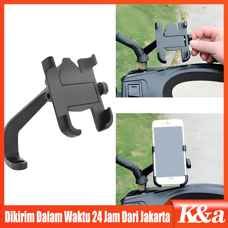 Jual Holder Hp Motor Besi Stang Full Alumunium Dudukan Penahan Hape Sandaran Penyangga Pegangan ...