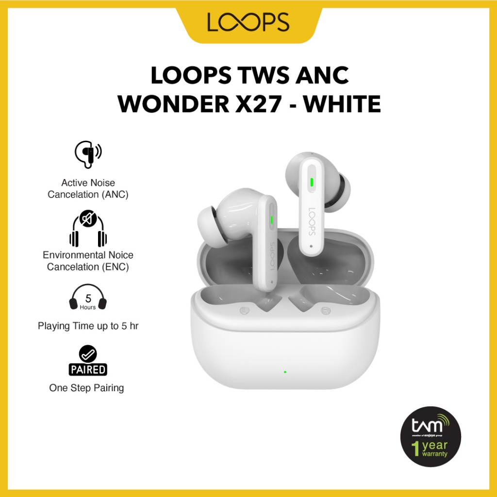 Jual LOOPS TWS ANC ENC True Wireless Bluetooth Earphone Wonder X27 ...
