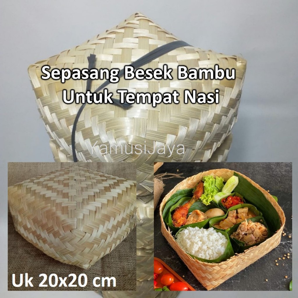 Jual Besek Bambu Polos 20x20 cm Sepasang Pipiti untuk Tempat Nasi ...