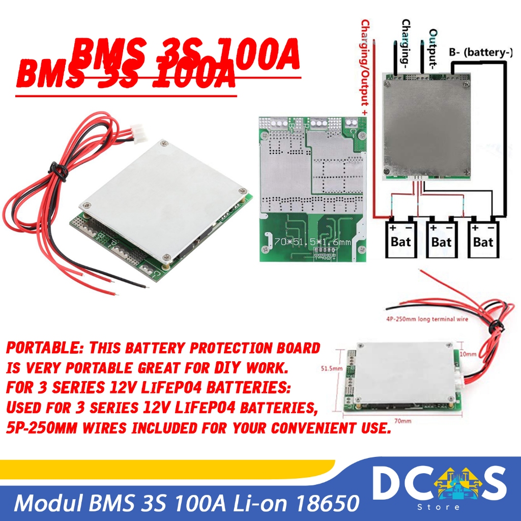 Jual Modul BMS Battery Management System 3S 100A Li-Ion 18650 Battery ...