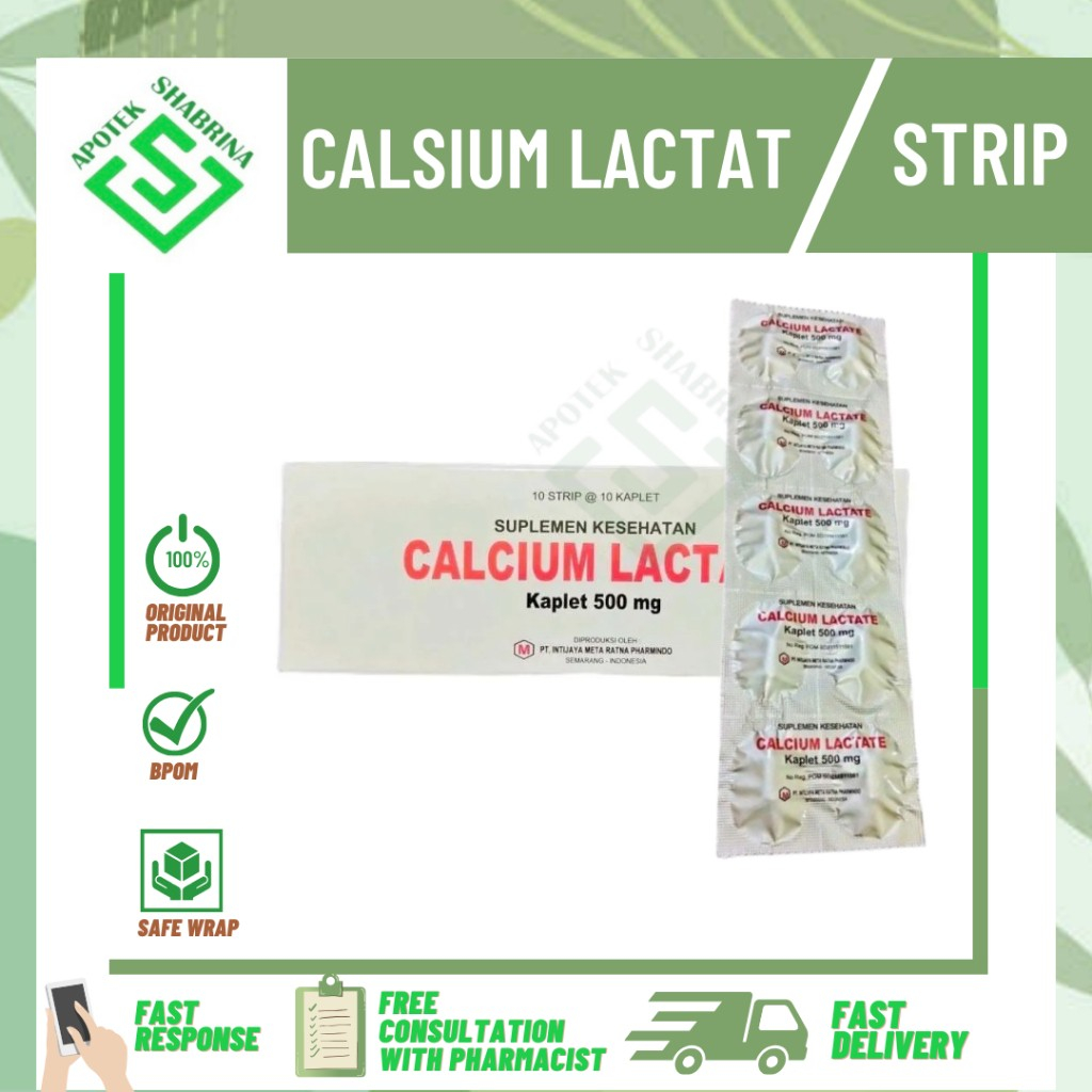 Jual CALCIUM LACTAT 1 STRIP ISI 10 TABLET / VITAMIN TULANG | Shopee ...
