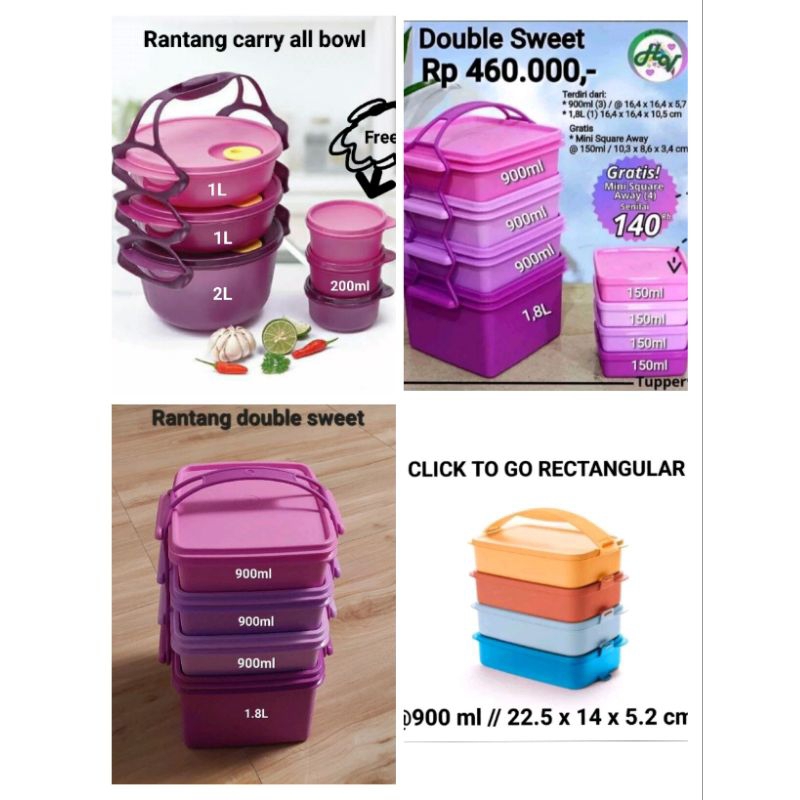 Jual ORIGINAL TUPPERWARE RANTANG DOUBLE SWEET 4 TINGKAT/ RANTANG JUMBO ...