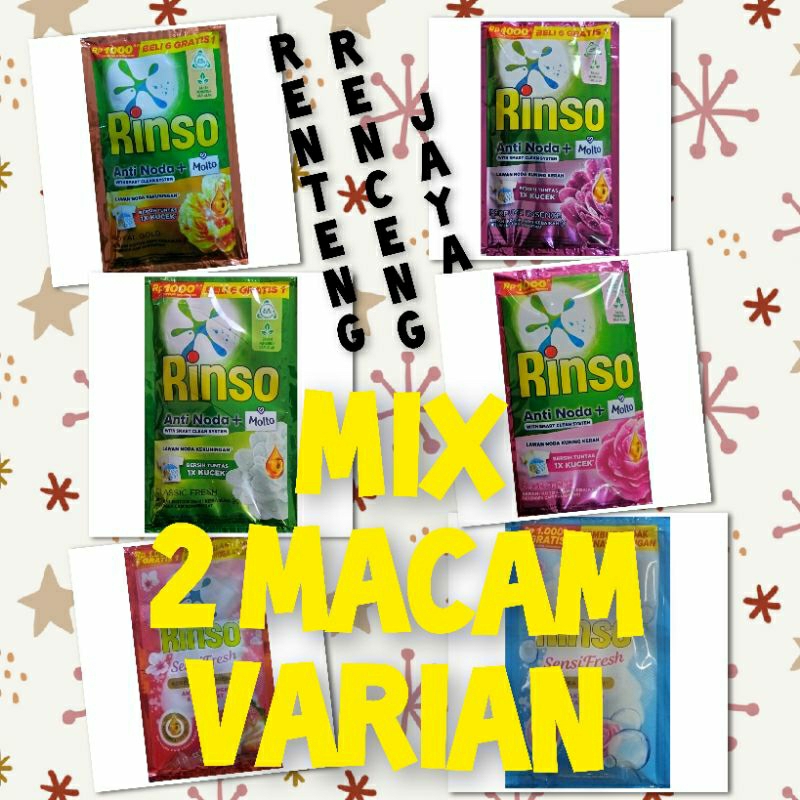 Jual MIX/CAMPUR RINSO 1000 CAIR BISA PILIH 2 MACAM VARIAN (DETERGEN ...