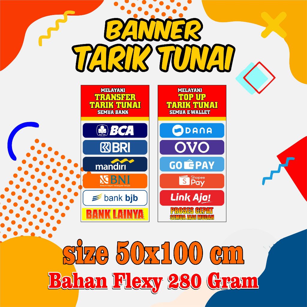 Jual CETAK BANNER SPANDUK KONTER TARIK TUNAI TRANSFER 100x50 | Shopee ...
