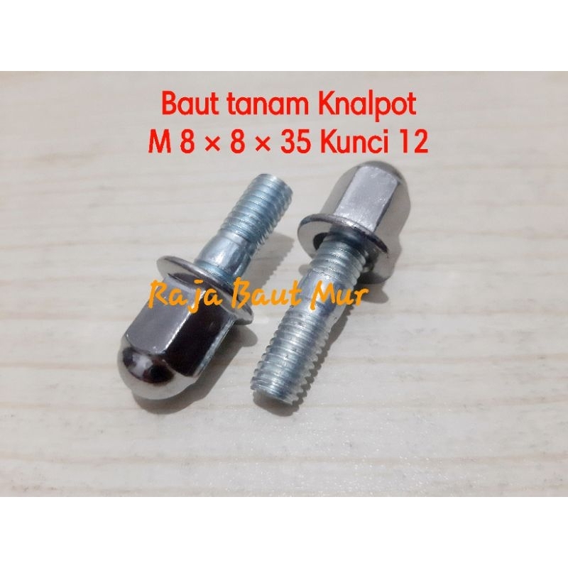 Jual Baut tanam knalpot yamaha m.8×8×35 kunci 12 ( baut + mur ) | Shopee Indonesia