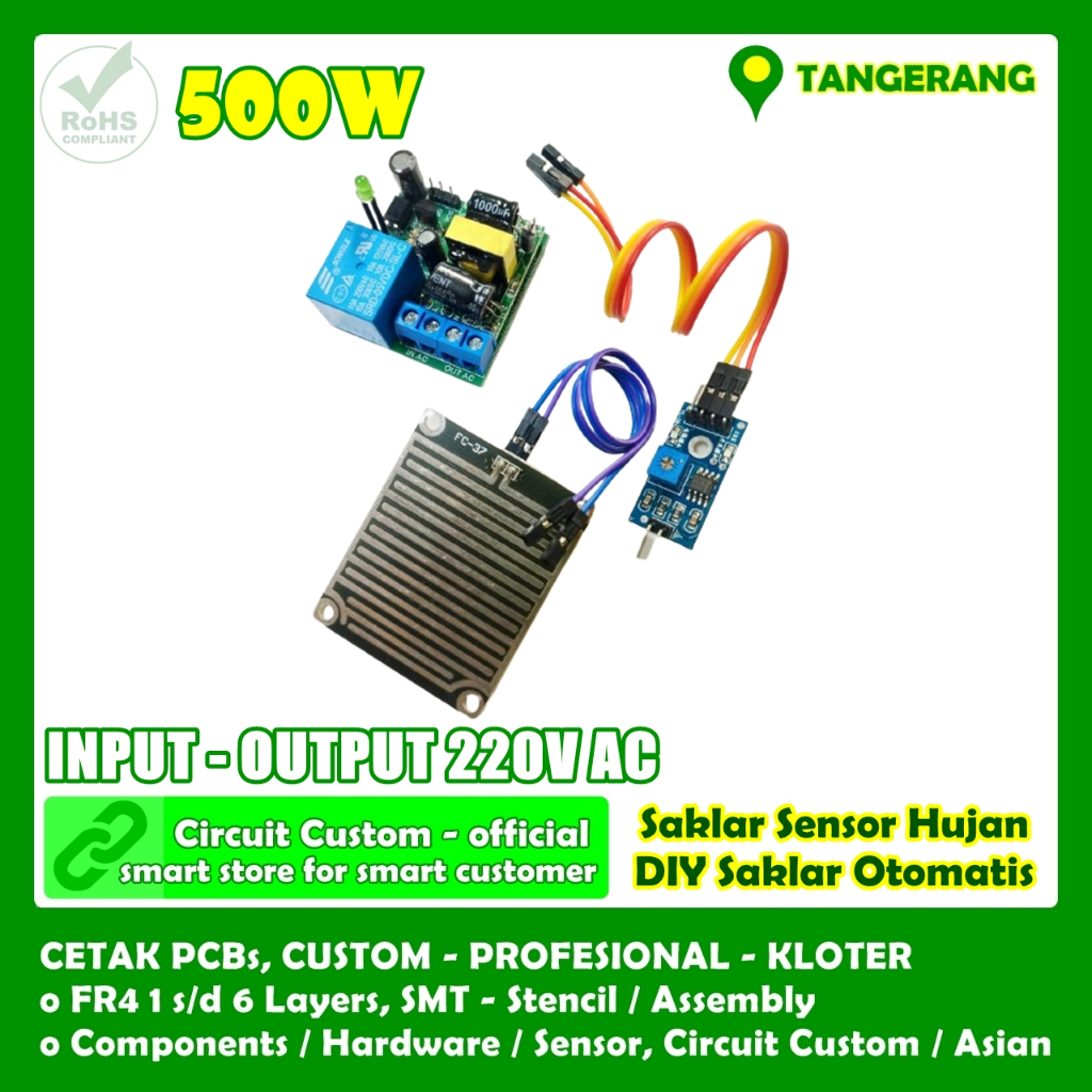 Jual Saklar Sensor Deteksi Air Hujan Otomatis AC 220V 500W DIY ...
