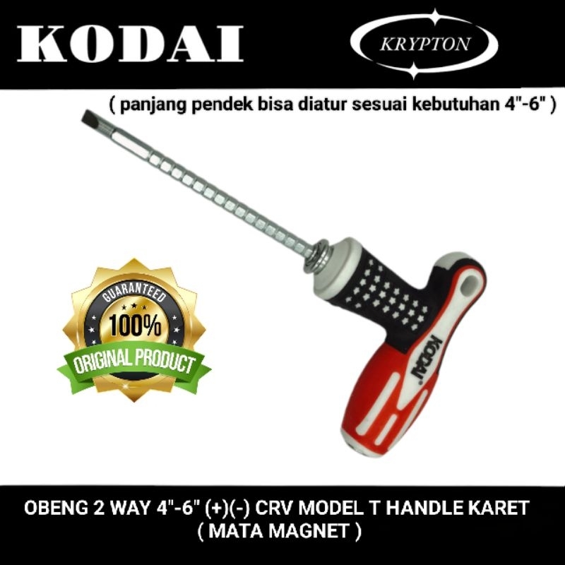 Jual kodai obeng model T 2way (+)(-) handle karet mata magnet | Shopee ...