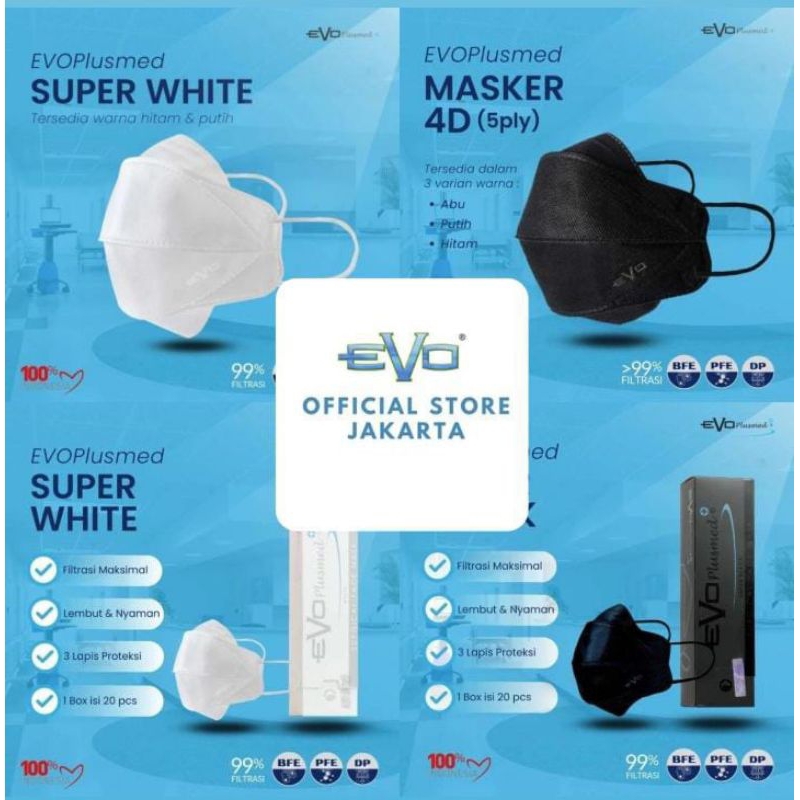 Jual Masker Evo Plusmed 4D Super White & Super Black Limited Edition ...