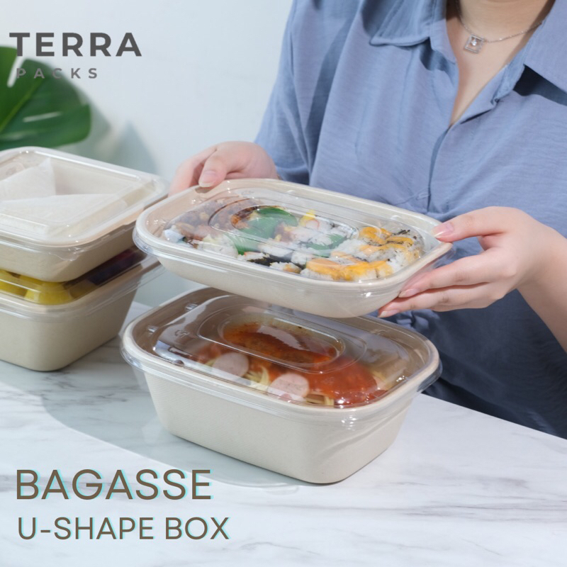 Jual Bagasse Salad Food Lunch Dessert Box Kemasan Kotak Tempat Makanan ...