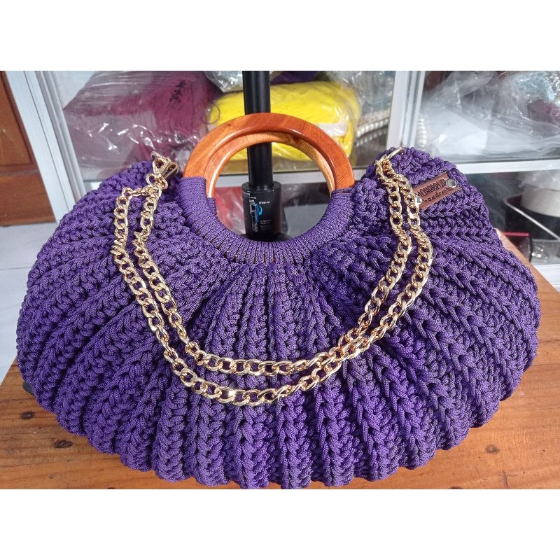 Jual Tas rajut pesta jinjing handle kayu. | Shopee Indonesia