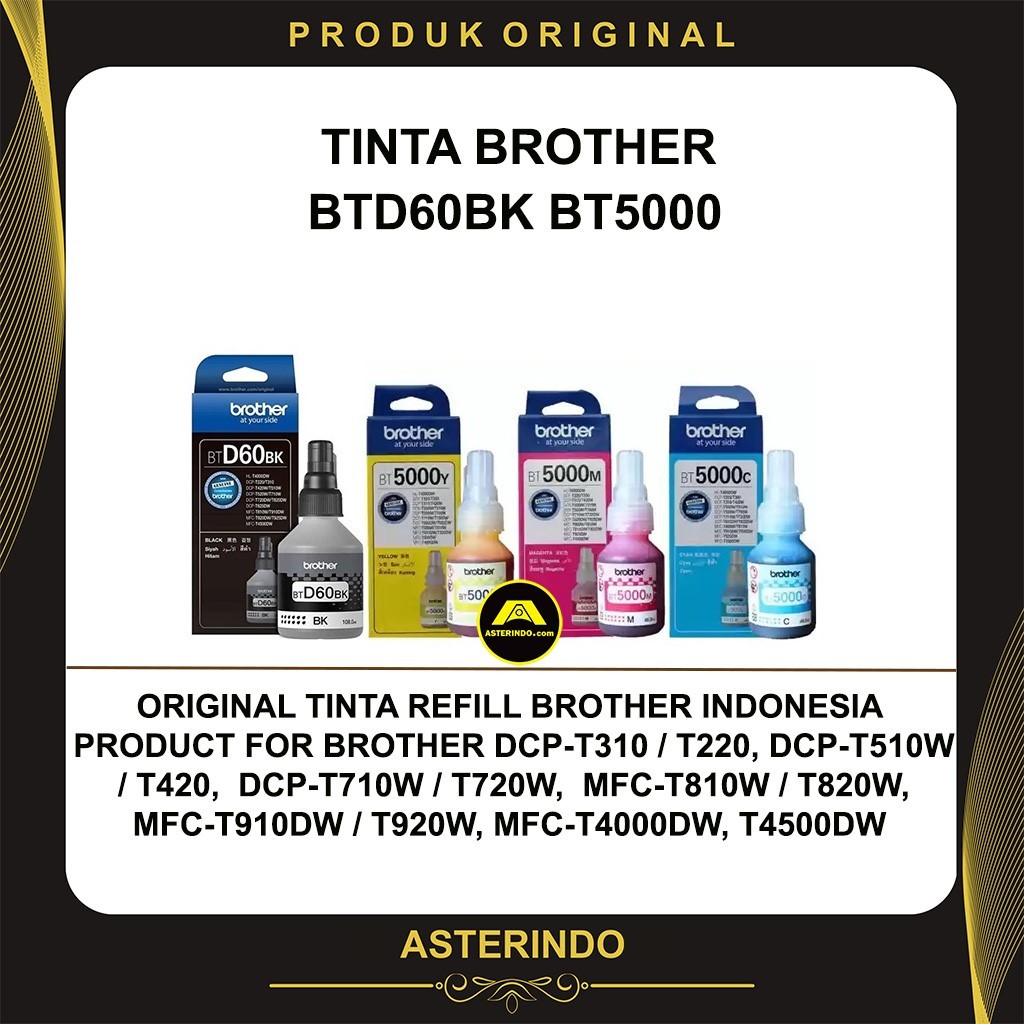 Jual Tinta Brother BTD60BK BT5000 Refill Printer Black Cyan Magenta ...