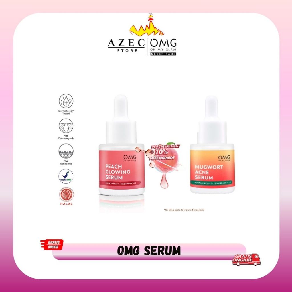 Jual OMG Oh My Glow Peach Glowing Serum | Mugwort Acne Serum 20ML | Shopee Indonesia