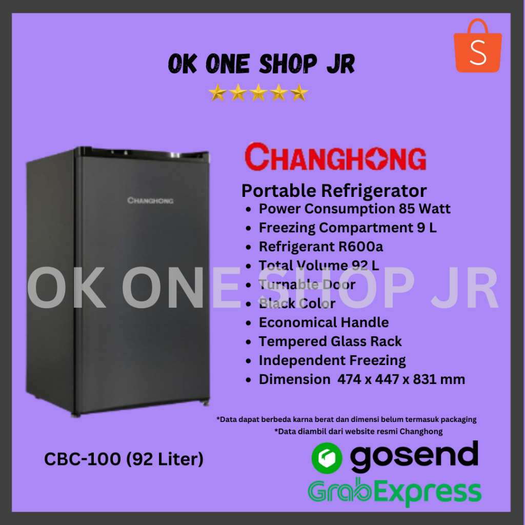 Jual CHANGHONG CBC-100 Kulkas Portable 100 LITER (BLACK) | Shopee Indonesia