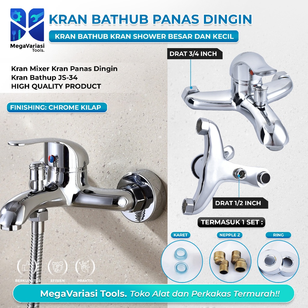 Jual Keran Mixer Panas Dingin Kran Shower Bathtub 2 Ukuran Lengkap ...