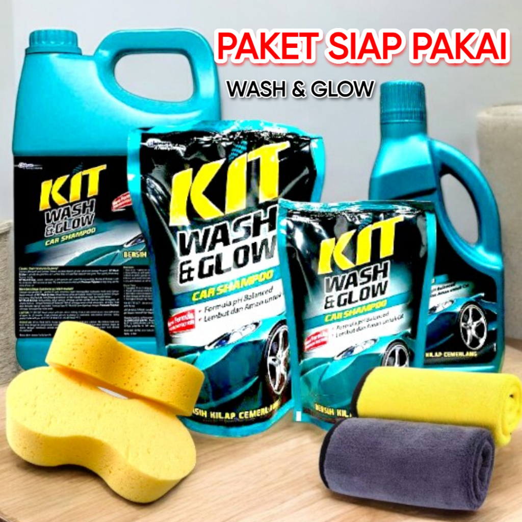 Jual KIT WASH AND GLOW PAKET SIAP PAKAI SHAMPOO CUCI MOBIL MOTOR LEMBUT ...