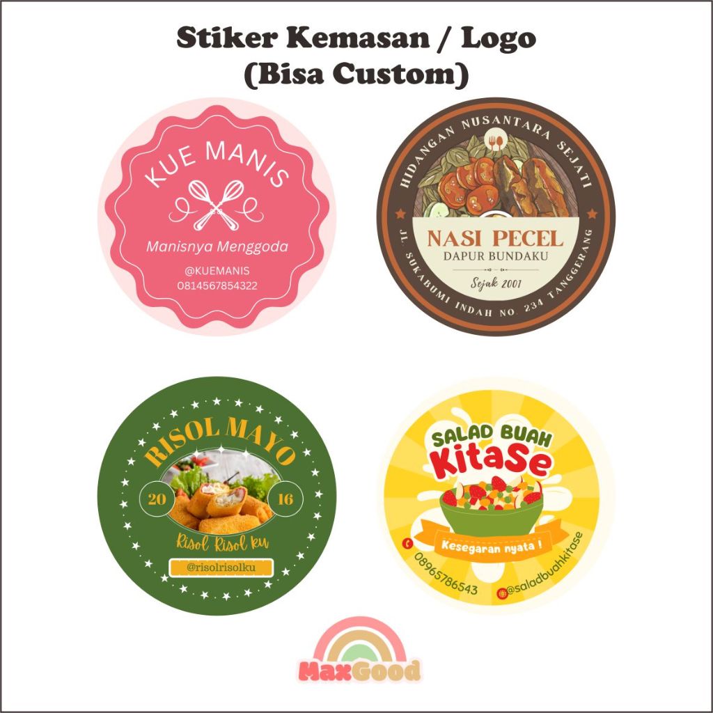 Jual stiker bulat (2-5 cm) usaha minuman, makanan, stiker toples, bisa ...