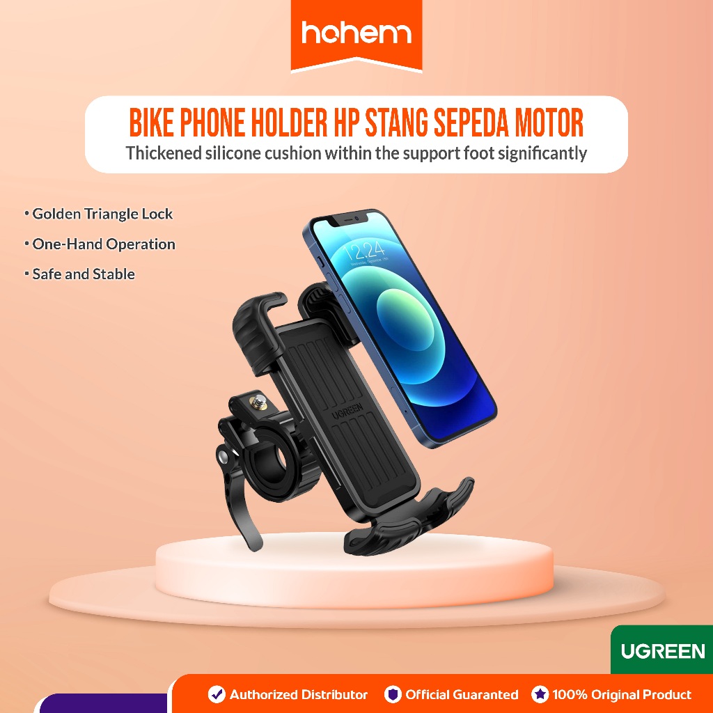 Jual UGREEN ORIGINAL Bike Phone Holder HP Stang Sepeda Motor Spion Handphone Mount Speda Jepit ...