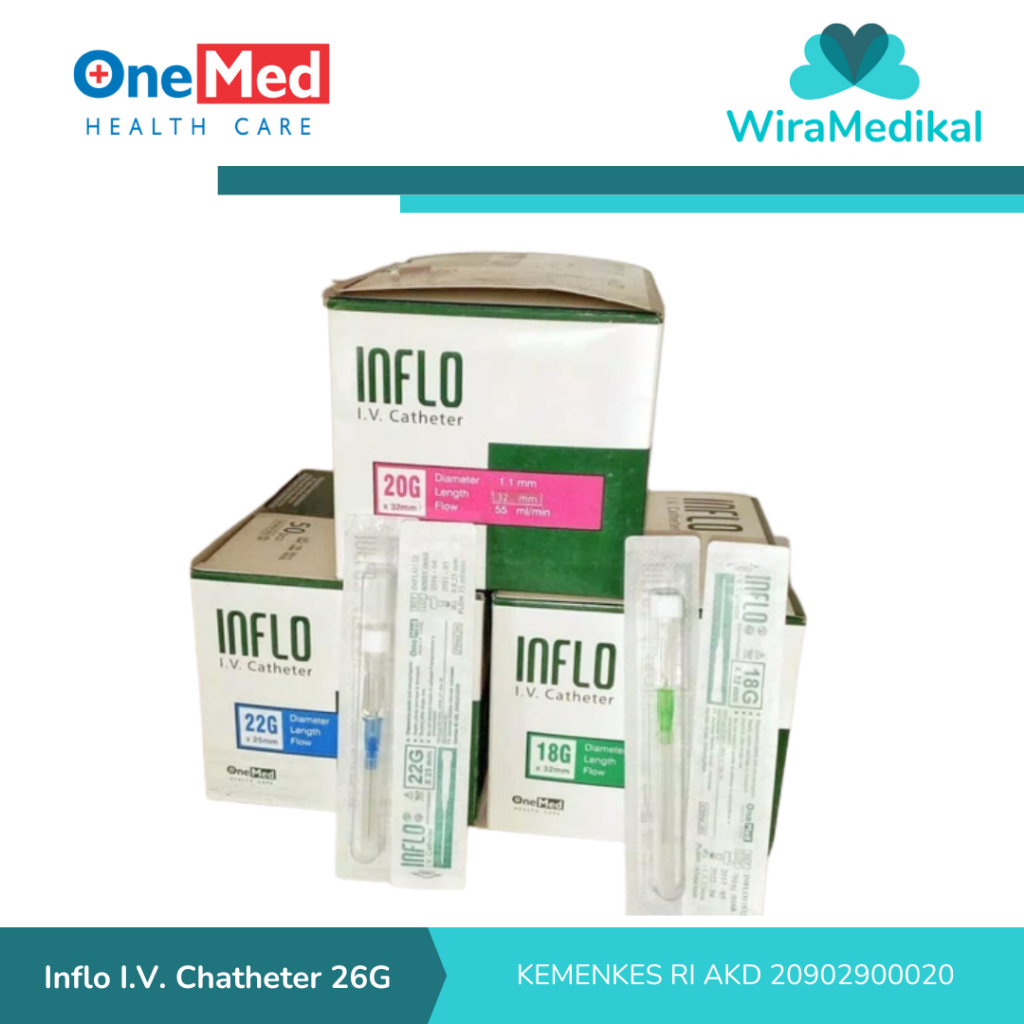 Jual Jarum Infus Inflo IV Catheter Abocath 18G 20G 22G 24G Onemed ...