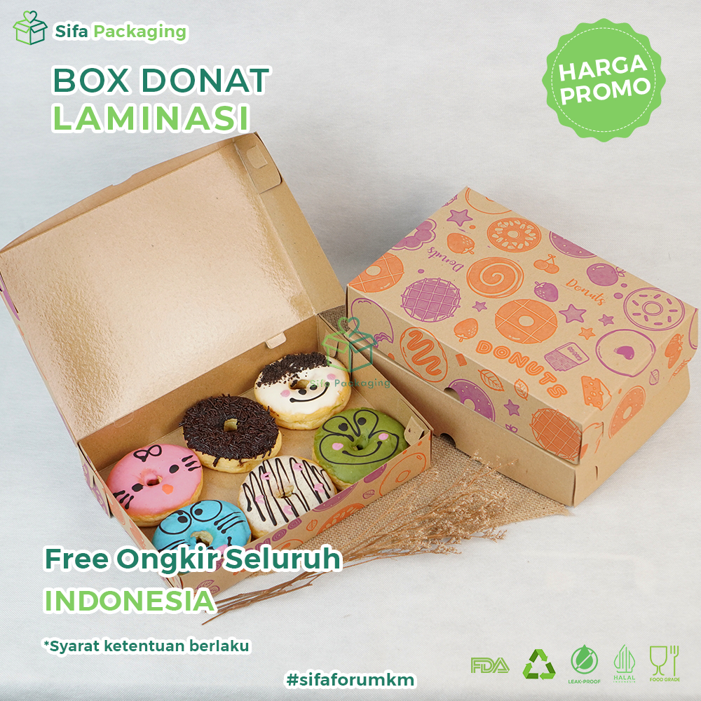 Jual Dus Donat Isi 6 Box Donut Mini Motif Polos Cokelat Wadah Kue ...