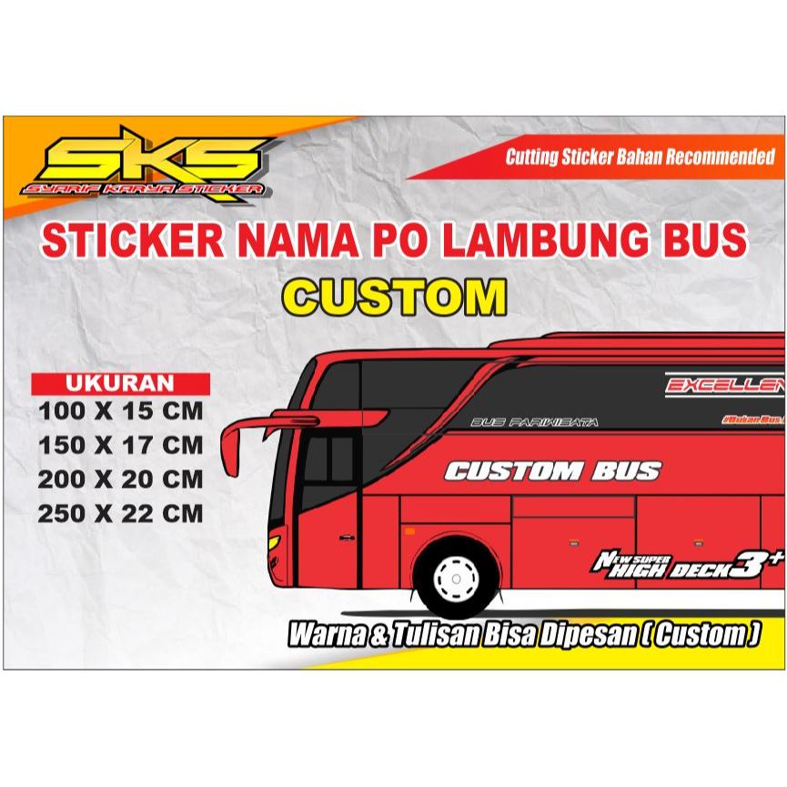 Jual stiker sticker nama PO lambung bus, BIG BUS, MEDIUM BUS, BUS MICRO ...