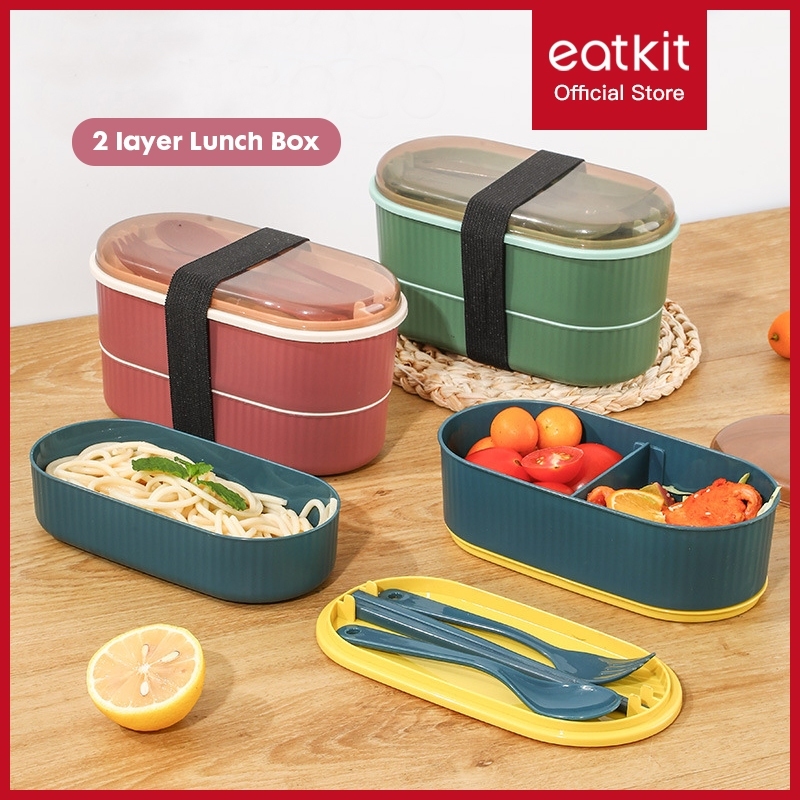 Jual Eatkit Kotak Makan Siang Transparan 900ml Desain Dua Lapis Lunch ...