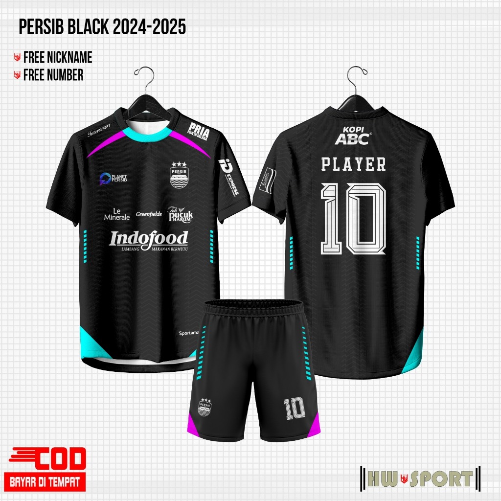 Jual BAJU JERSEY PERSIB BANDUNG HITAM TERBARU 2024/2025 CUSTOM NAMA ...