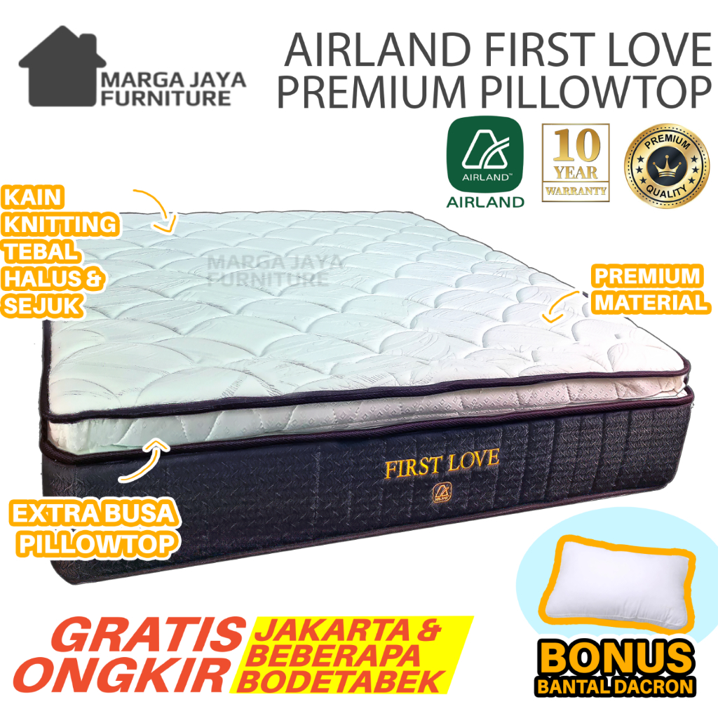 Jual Springbed Kasur AIRLAND FIRST LOVE Pillow Top Tebal 30 cm ORIGINAL ORI 100% 120x200 160x200 ...