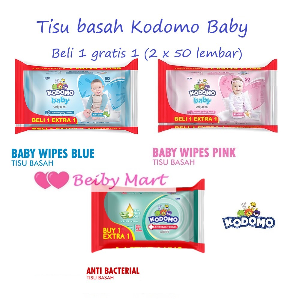 Jual Tissue /Tisu Basah Ganti Popok Kodomo Baby Wipes Beli 1 Gratis 1 ( 2X 50 Lembar ) | Shopee ...