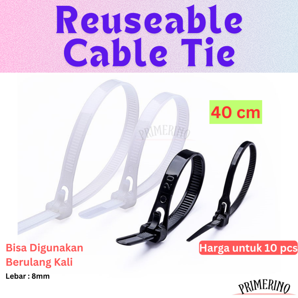 Jual (10 PCS) Kable Ties Releaseable 40cm x 8mm / Pengikat Cable Tie ...