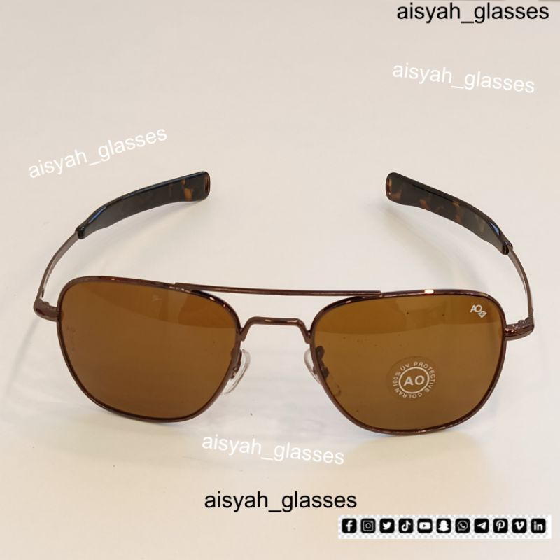 Jual kacamata klasik pilot ao American optical usa, kaca coklat frame ...