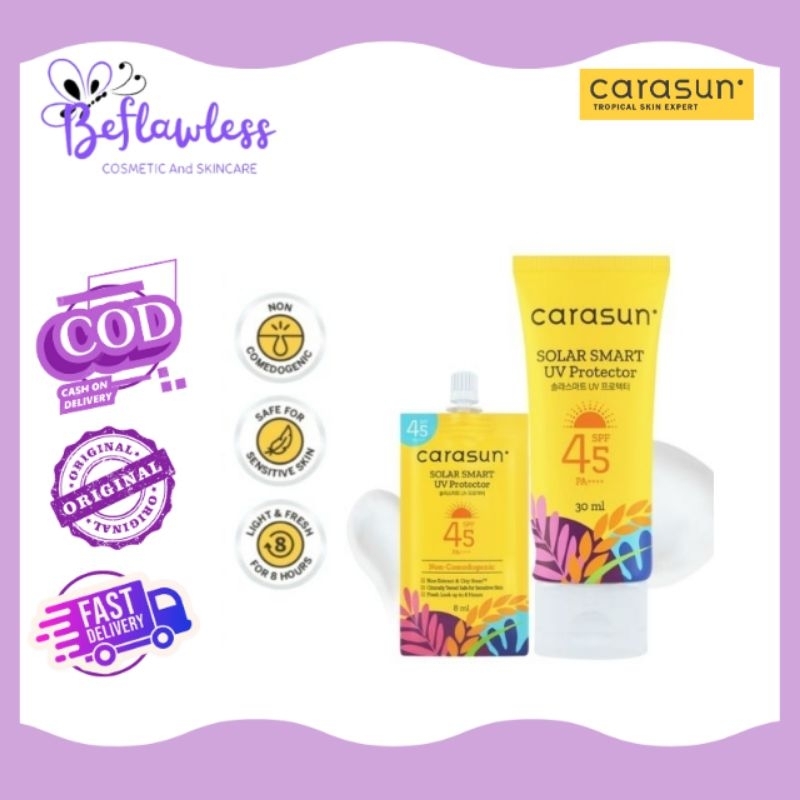 Jual Carasun Solar Smart UV Protector Sunscreen SPF 45 PA ++++ 30ml || 8ml | Shopee Indonesia