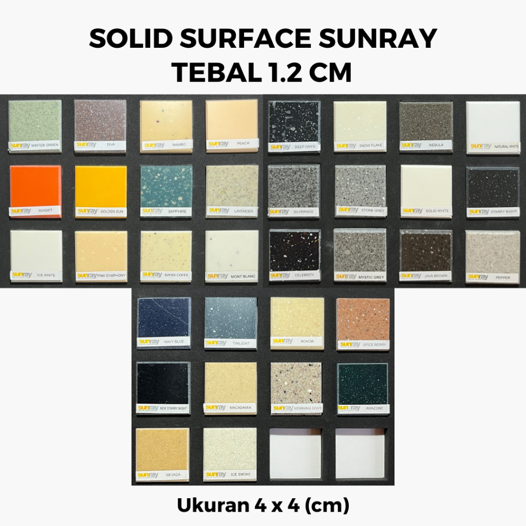 Jual Sample Material Sunray Solid Surface | Material Interior | Shopee Indonesia