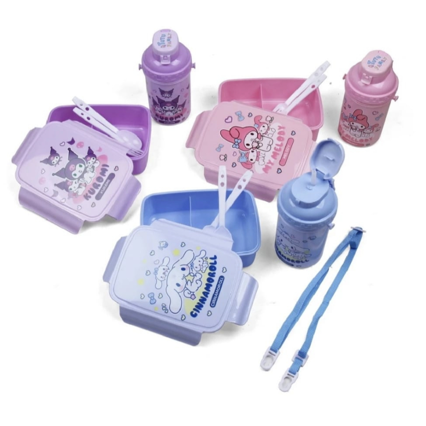Jual MINISO Kotak Makan Set + Botol Kuromi Sanrio Melody Kotak Bekal Anak Sekolah | Shopee Indonesia