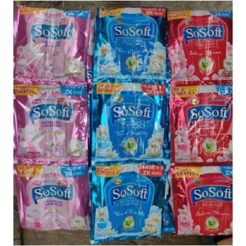Jual So Soft Detergen Cair Renceng isi 16 Saset x 80ml | Shopee Indonesia