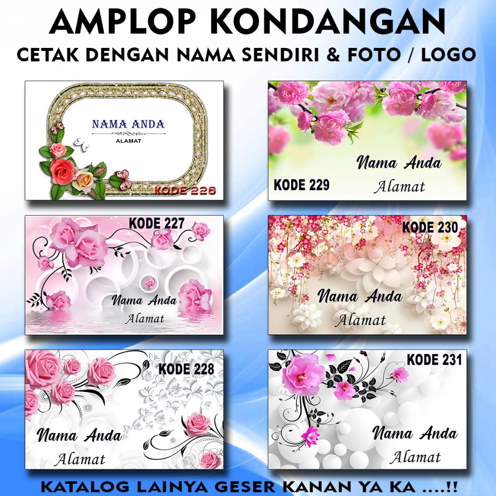 Jual Amplop custom nama sendiri motif bunga mewah | Shopee Indonesia