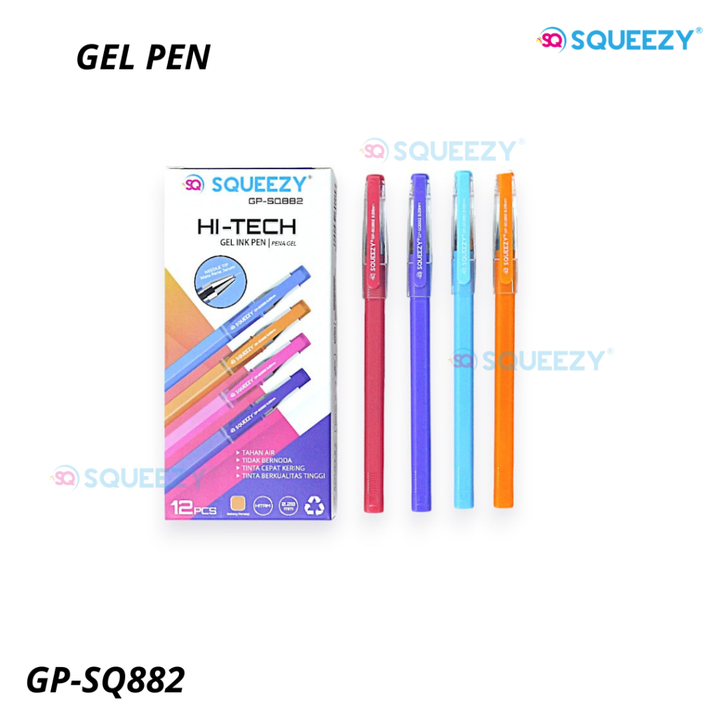 Jual SQUEEZY Gel Pen 0.28mm GP-SQ882 Hi Tech Color / Pulpen Hitam ...