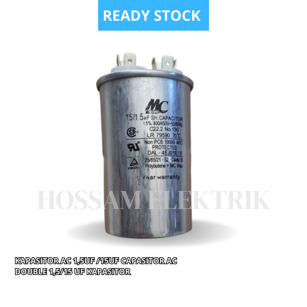 Jual KAPASITOR AC 15/1,5 UF CAPASITOR AC DOUBLE 15/1,5 UF KAPASITOR ...