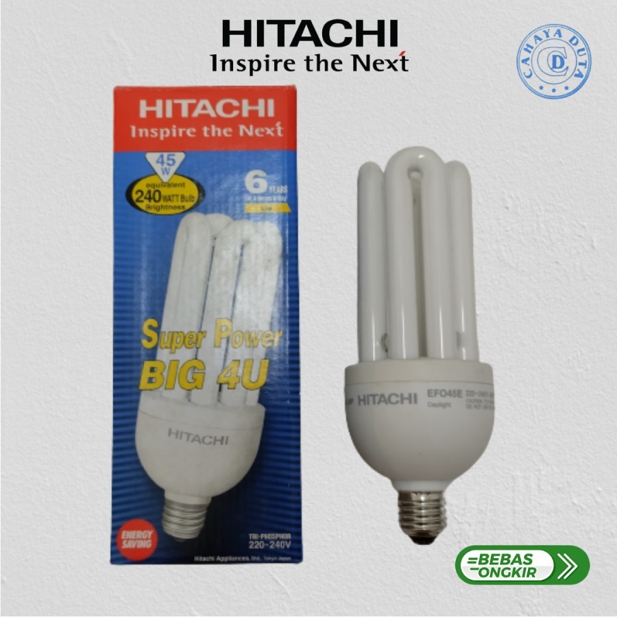 Jual Lampu 45W Bohlam Lampu Essential Hitachi E27 (EFO45E/D/S) | Shopee ...