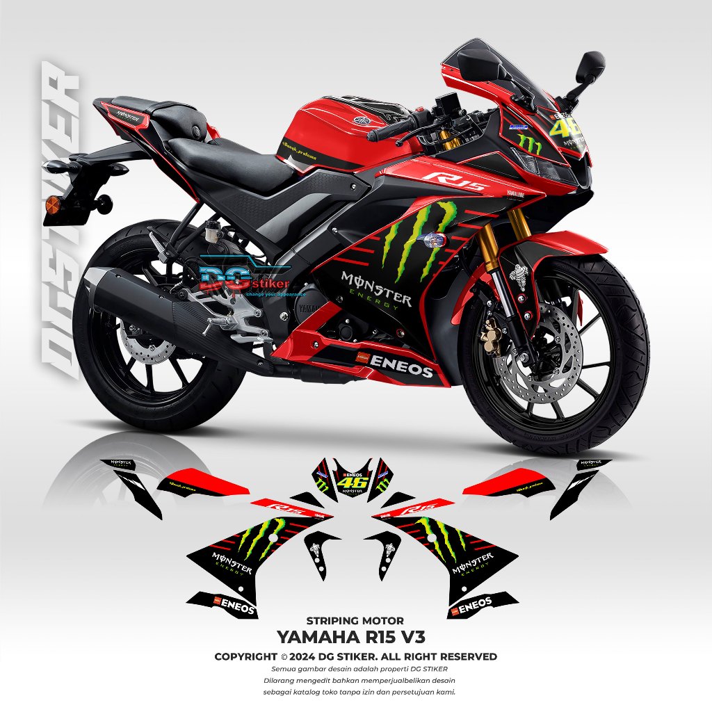 Jual Striping r15 v3, striping r15, stiker r15 v3, decal striping r15 ...
