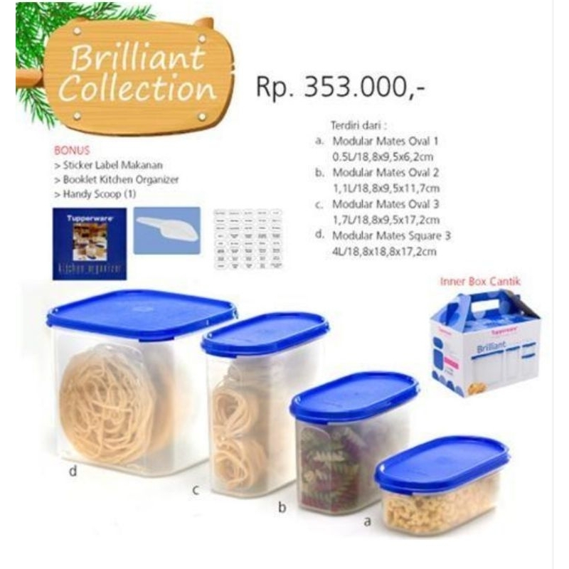 Jual NEW!! Brilliant Collection Tupperware biru jadul | Shopee Indonesia
