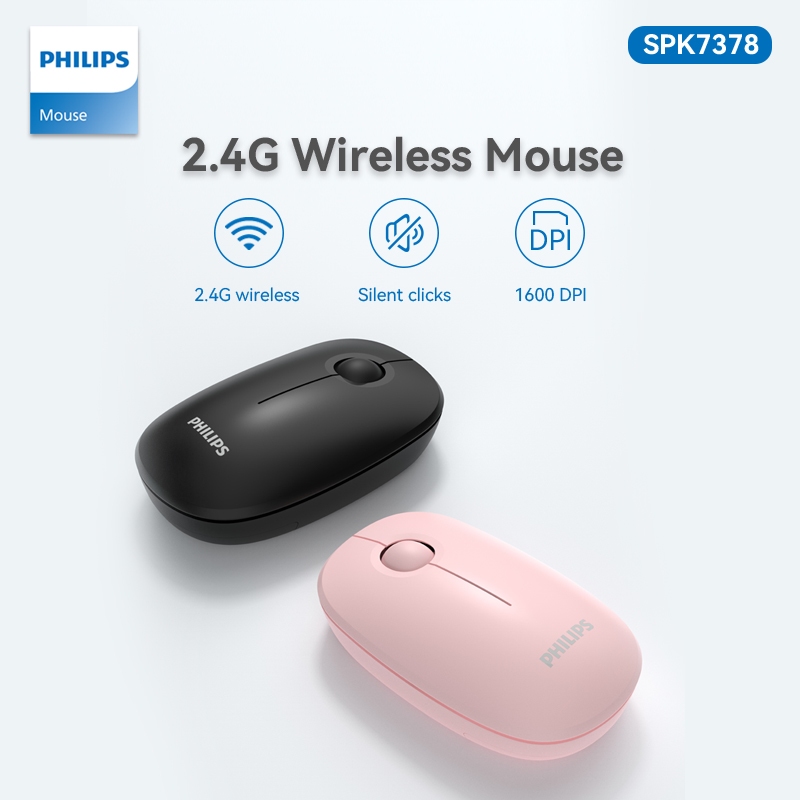 Jual Philips Mouse Wireless SPK7378 Silent Click Optical 1600 DPI ...