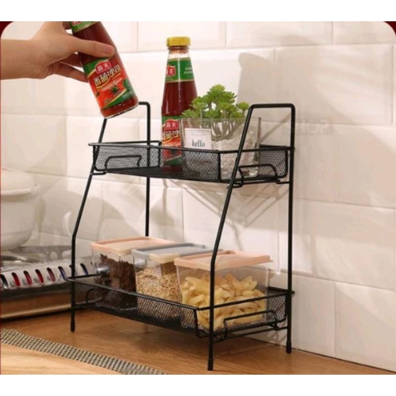 Jual Rak bumbu jaring 2 tingkat ukuran lebar 31cm | Shopee Indonesia